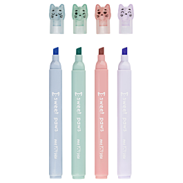 Набор текстовыделителей MESHU "Paw pastel", 04цв., пастельные цвета, 1 ...