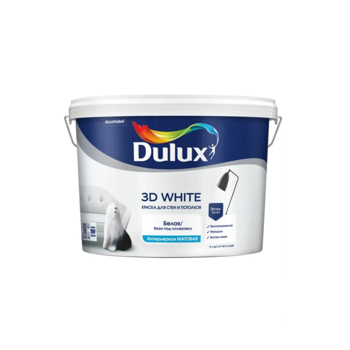 Краска Dulux 3D White матовая BW 9л : купить по низкой цене в интернет-магазине Komfort в Алматы ...